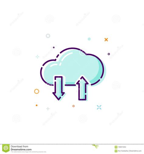 Concept Cloud Icon Thin Line Flat Design Element Data Store Concept Stock Vector