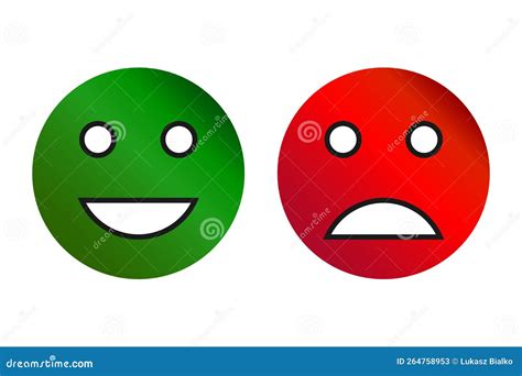 Sad And Happy Face Green And Red With Gradient Stock Vector