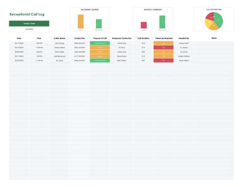 Daily Call Log Template For Excel And Gsheets Wordlayouts