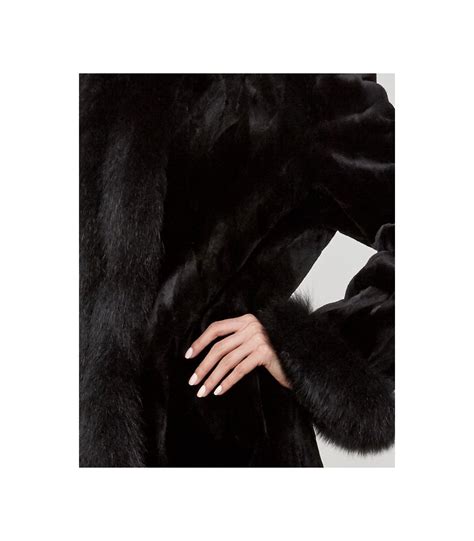 Mink Fur Tuxedo Coat With Fox Cuffs In Black