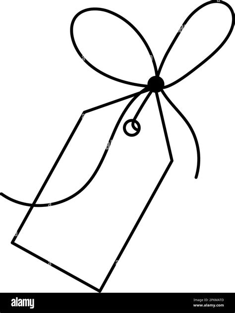 Bow With Label Tag For Gift Ribbon String Vector Silhouette Icon Stock
