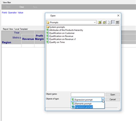 Microstrategy Hierarchy Prompt Within Intelligent Cube Based Report