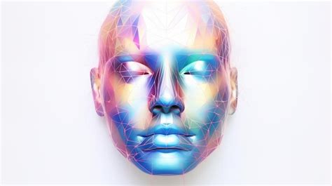 Premium Ai Image Poly Abstract Digital Woman Face On A White