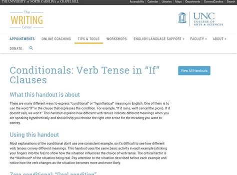 University Of North Carolina Writing Center Handouts Conditionals