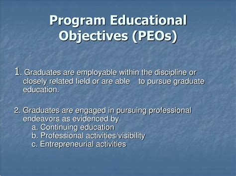 Ppt Program Educational Objectives Peo Subcommittee Report Powerpoint Presentation Id 4580403