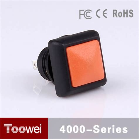 10pcslot 12mm On Off Reset Orange Square Button Switch Waterproof
