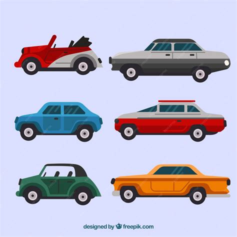 다양한 자동차의 측면보기 무료 벡터