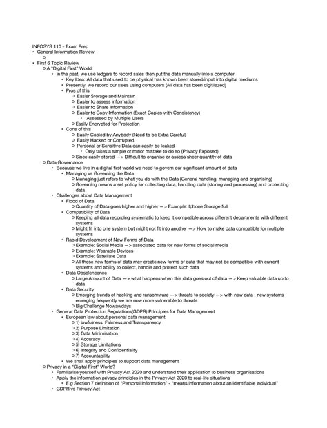 Infosys Final Exam Notes Infosys 110 Exam Prep General Information Review First 6 Topic