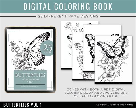 Digital Coloring Book Butterflies Vol 1 Calypso Creative Planning