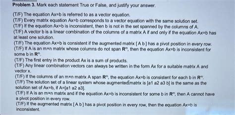 solved problem 3 mark each statement true or false and