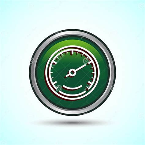 Speedometer Icon Design Illustration Speed Indicator Sign Symbol Green Color Round Button