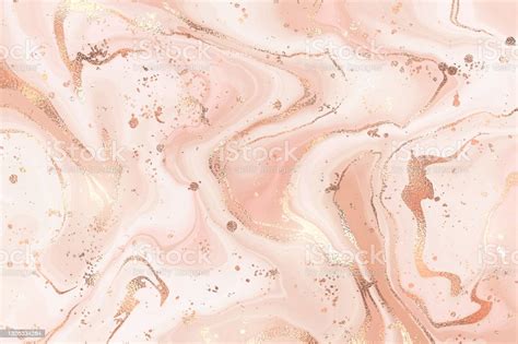 구리 호일 질감 줄무늬가있는 추상먼지 홍당무 액체 대리석 배경 파스텔 대리석 알코올 잉크 그리기 효과 금속 파도패턴 디자인의 벡터 일러스트 금속의에 대한 스톡 벡터 아트 및