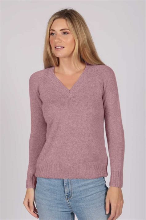 Antique Pink V Neck Cashmere Sweater 100