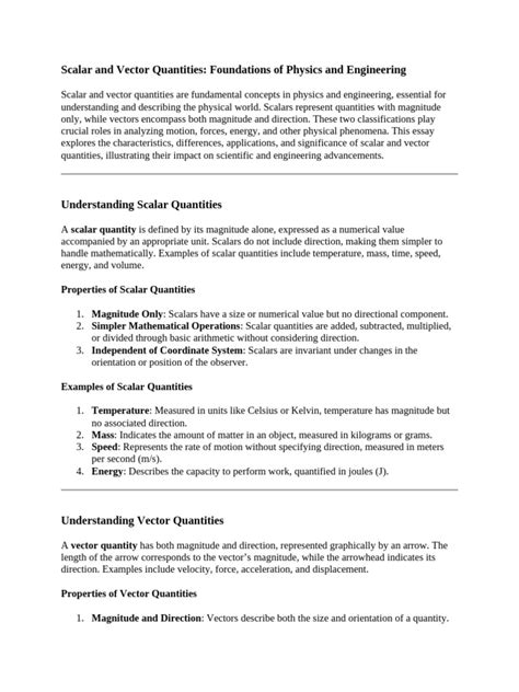 Scalar And Vector Quantities Pdf Euclidean Vector Quantity