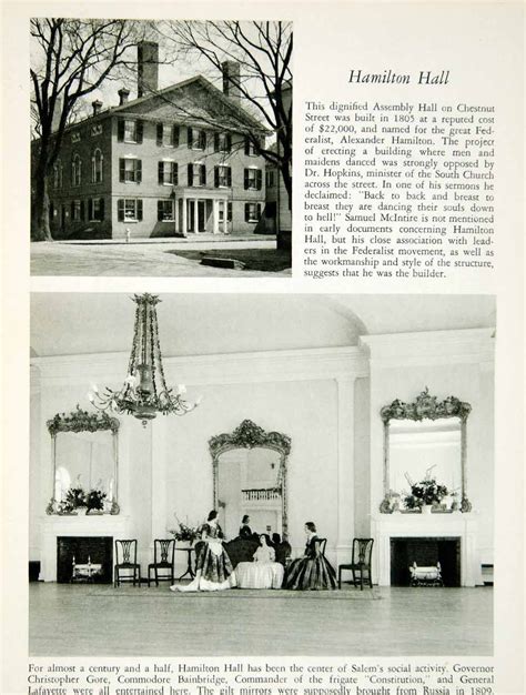 1950 Rotogravure Salem Massachusetts Hamilton Hall Assembly Architectu