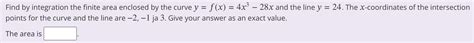 solved find by integration the finite area enclosed by the