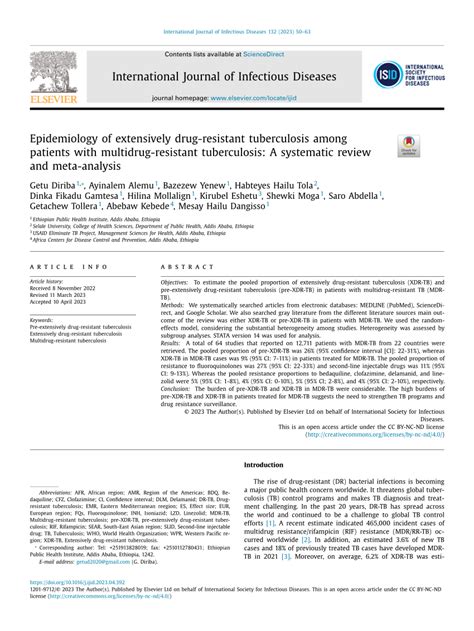 Pdf Epidemiology Of Extensively Drug Resistant Tuberculosis Among