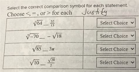 Solved Select The Correct Comparison Symbol For Each Statement Or For Each Math Solved Select The Correct Comparison Symbol For Each Statement Or For Each Math