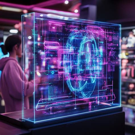 Futuristic Neon Glass Display Premium Ai Generated Image