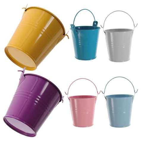 6pcs Metal Flower Pots Multi Functional Tinplate Buckets DIY Mini