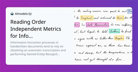 Reading Order Independent Metrics For Information Extraction In Handwritten Documents Ai