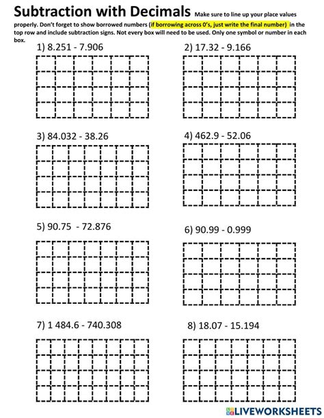 2163000 Subtraction With Decimals Pyoung