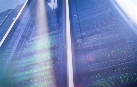 Big Data And Information Technology Concept Supercomputer Data Center Multiple Exposure Stock