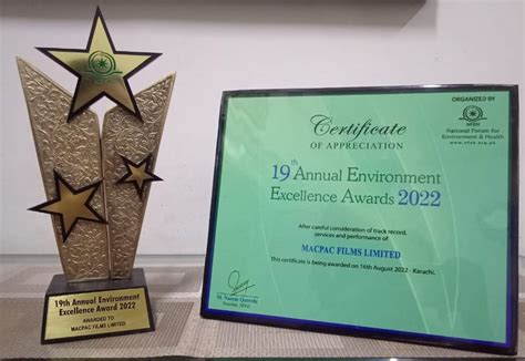 Macpac Films Ltd 19th Annual Environmental Excellence Award 2022