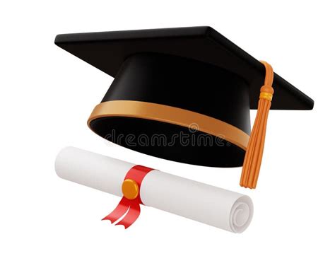 Graduation Cap With Diploma 3d Rendering Stock Illustration