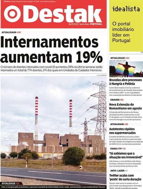 Capa Jornal Destak Julho Capasjornais Pt