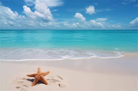 Captivating Caribbean A Dreamy Composition Of Starfish Sand Sea And Sky