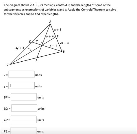 The Diagram Shows Abc Its Medians Centroid P And The Lengths Of