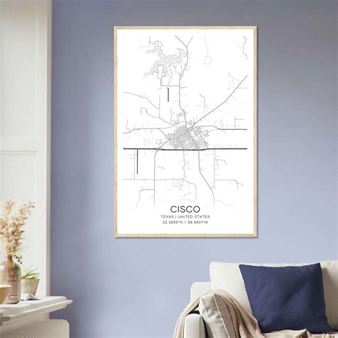 Cisco Texas Map Poster Modern Home Decor Wall Art Print Custom Maps And Posters