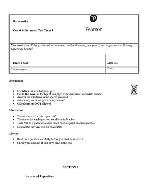 Pearson Year 6 Question Paper For Term End Pdf Pie Chart Mathematics