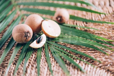 Sapodilla Or Ciku Fruit Over Palm Stock Image Colourbox