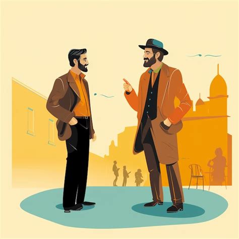 Premium Photo Two Men Standing In A City Talking To Each Other
