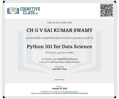 Ibm Cognitive Class Python For Data Science Chsai Swamy