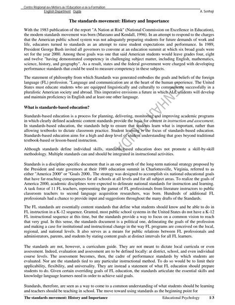 Solution The Standards Movement History And Importance2012 2013