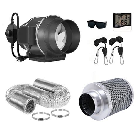 Inline Grow Tent Ventilation Air Ducting Carbon Filter Fan Set 8 Inch Grow Space Bangkok
