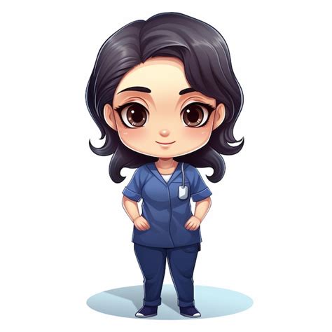 Enfermeira Dos Desenhos Animados De Uniforme Em Pé Com As Mãos Nos