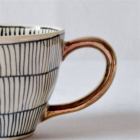 Natalie Meshed Handmade Ceramic Cup With Gold Handle Handmade
