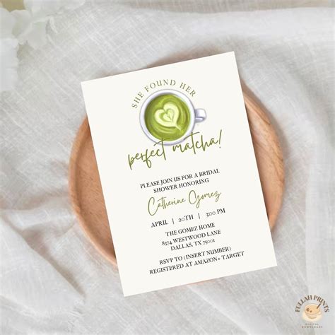 Matcha Bridal Shower Invitation Sage Green Theme Digital Download Etsy