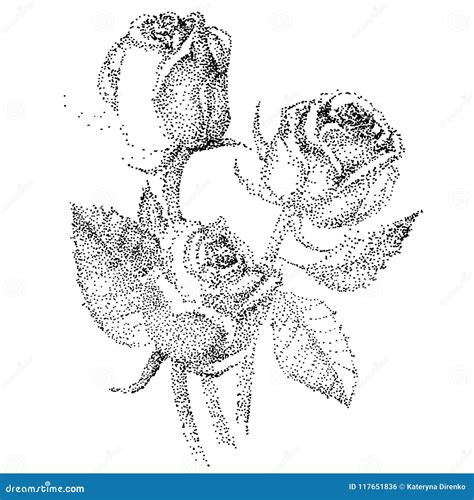 Bitmap Bouquet Of Roses Isolated On White Background Rose Flower