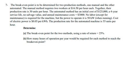 The Break Even Point Is To Be Determined For Two Chegg