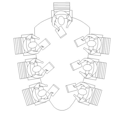 Elliptical Shape Design Of Table With Chair In Plan With Furniture
