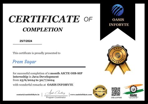 prem sagar ajmira on linkedin oasisinfobyte javadevelopment