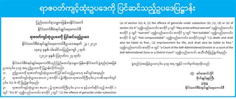 ရာဇသတ်ကြီးကို ပြင်ဆင်သည့်ဥပဒေပြဋ္ဌာန်း Myanmar Digital News