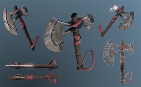 Low Poly Stylized Fantasy Axe Modeled And Textured In Blender R