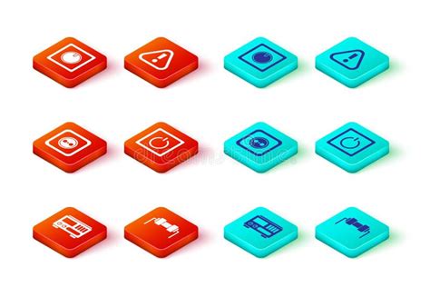 Set Electrical Measuring Instruments Resistor Electricity Outlet Light Switch Exclamation