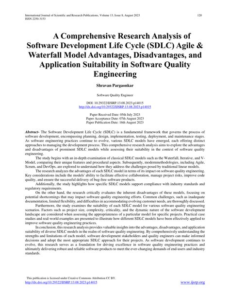 Pdf A Comprehensive Research Analysis Of Software Development Life